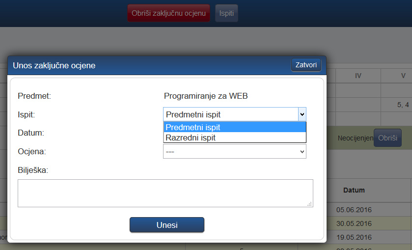 Predmetni I Razredni Ispiti E Dnevnik
